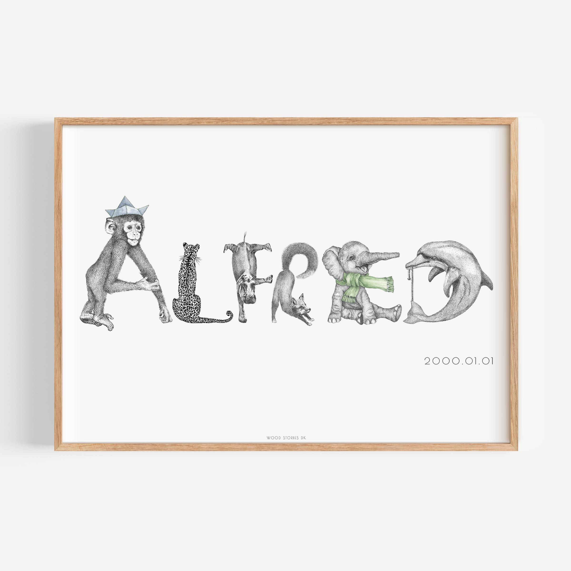 PERSONLIG NAVNEPLAKAT - ALFRED – WOOD STORIES DK