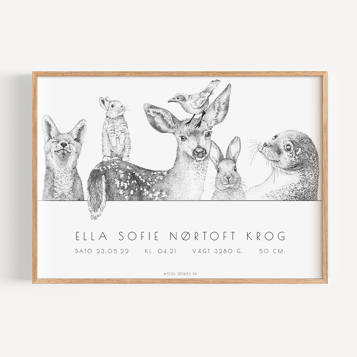 FØDSELSPLAKAT - DANMARKS DYR – WOOD STORIES DK