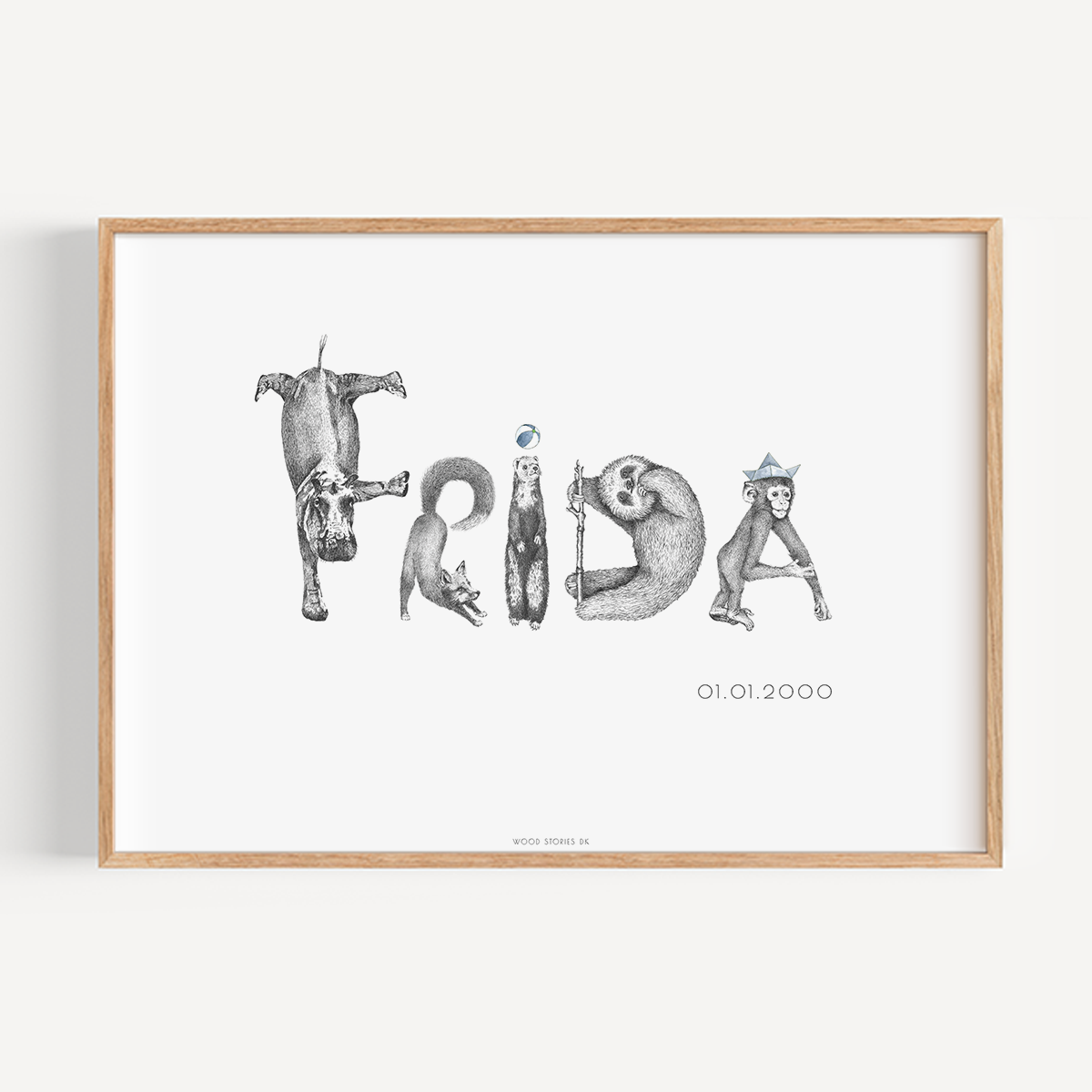PERSONLIG NAVNEPLAKAT - FRIDA – WOOD STORIES DK